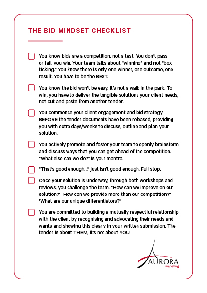 Improve your tender process with a bid-winning mindset - Aurora Marketing